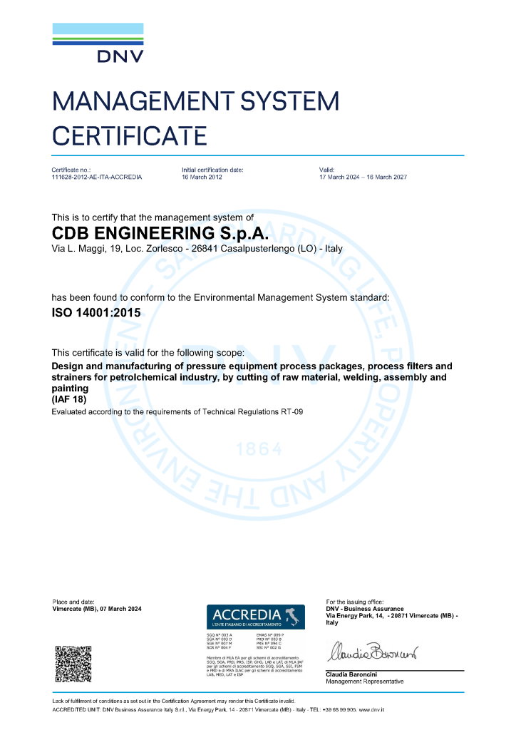 Quality – CDB ENGINEERING SPA